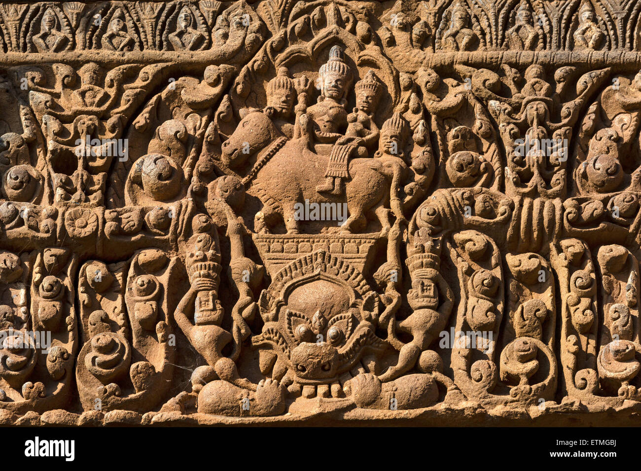 Uma Mahesvara relief on the lintel, Uma and Shiva riding on Shiva's ...