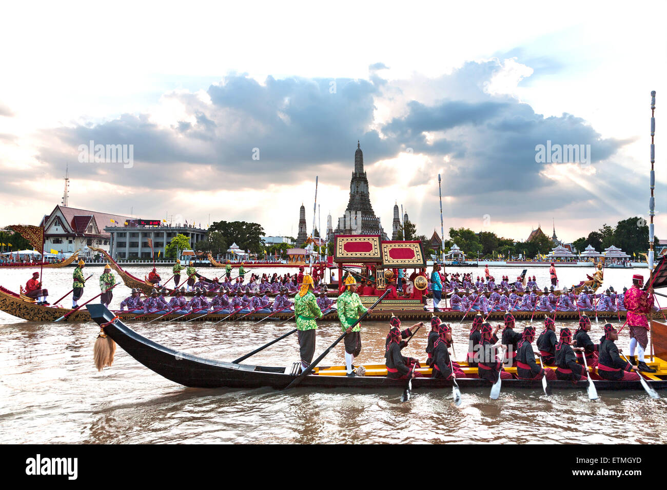 Royal barge procession, procession of boats, procession on the Mae Nam ...