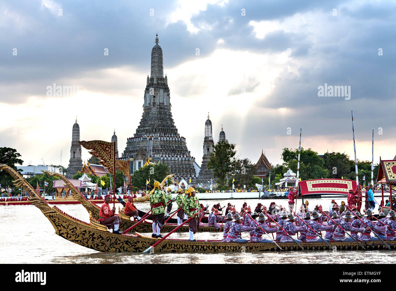 Royal barge procession, procession of boats, procession on the Mae Nam ...