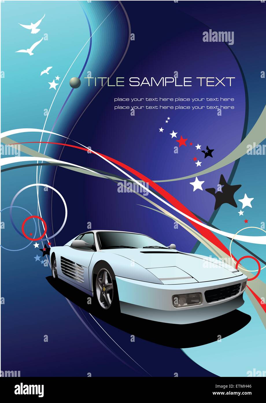 Blue business background with car-cabriolet image. Vector illustration ...