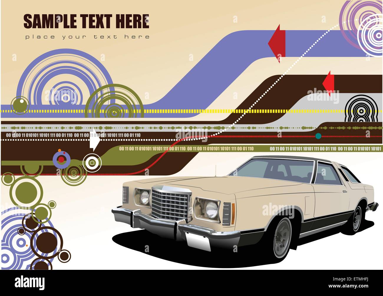 Abstract hi-tech background with retro car image. vector Stock Vector ...