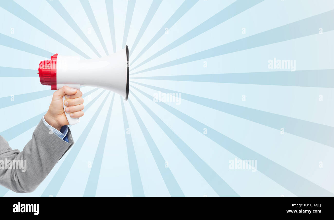 business man hand holding megaphone Stock Photo - Alamy