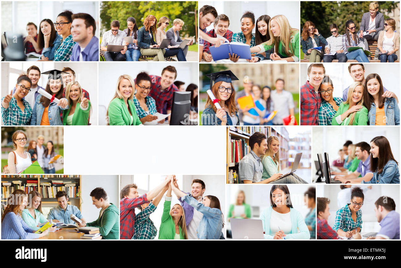 collage with many pictures of college students Stock Photo - Alamy