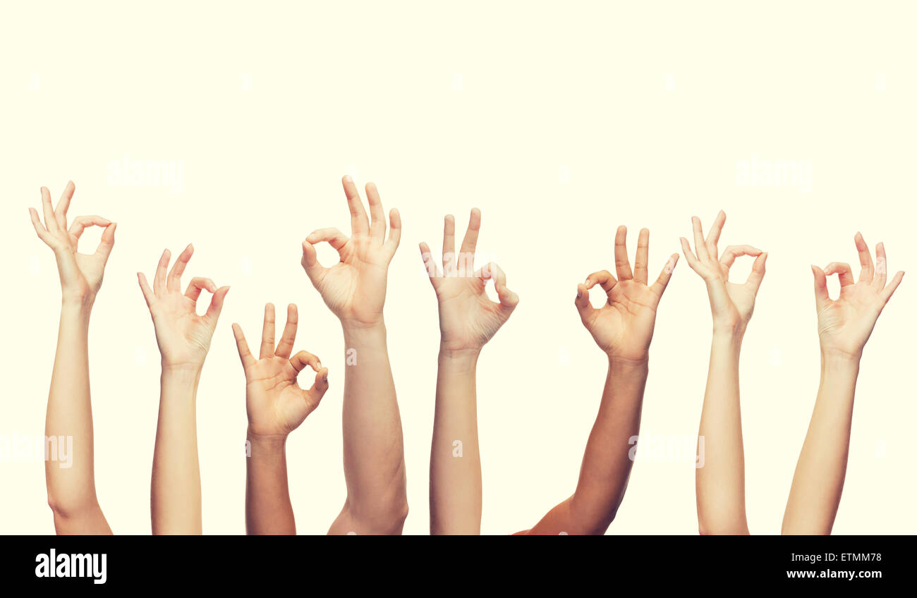 human hands showing ok sign Stock Photo - Alamy