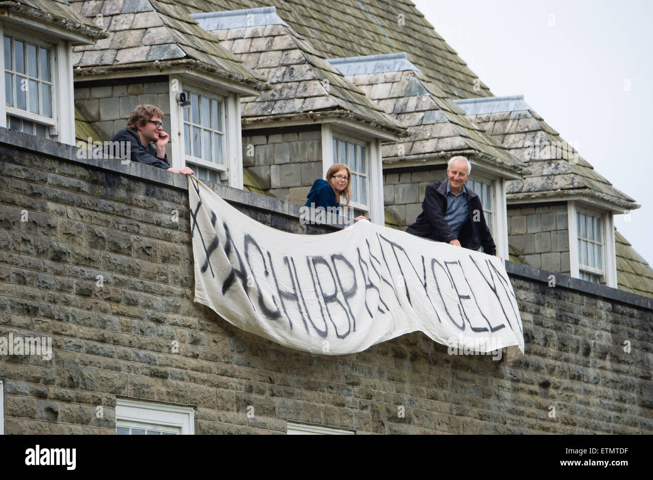Aberystwyth, Wales, UK. 15th June, 2015. Members of the campaign group ...