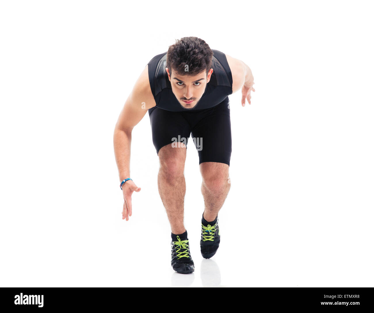 Sports man running isolated on a white background Stock Photo - Alamy