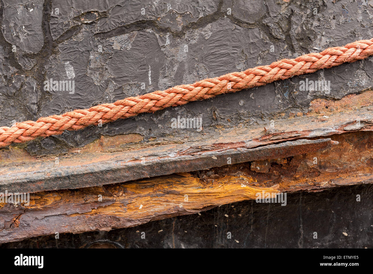 Deteriorating rusty hull of Steam Tug Brent in need of repair moored at ...