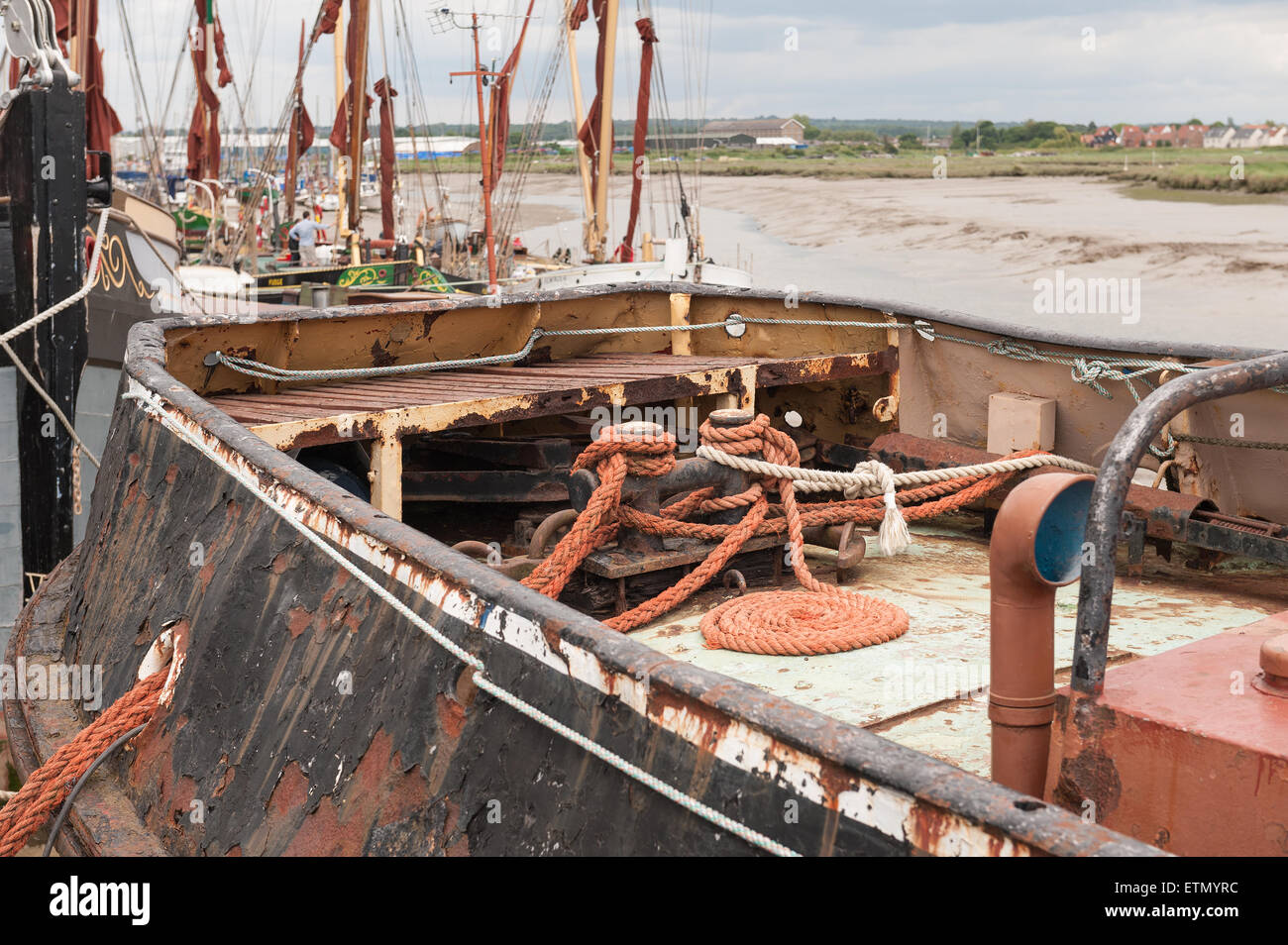 Steam Tug Brent in need of repair moored at The Backwater Quay at low ...
