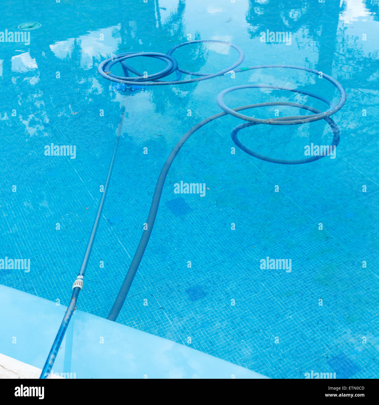 Process of cleaning swimming pool. Outdoors Stock Photo - Alamy