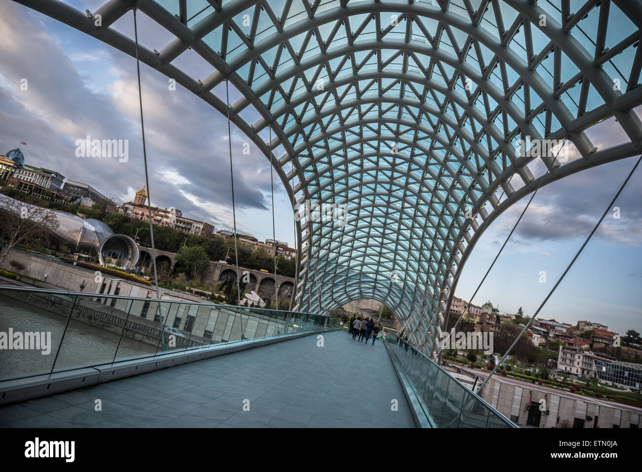 pedestrian Bridge of Peace (georgian mshvidobis khidi) over Kura River ...