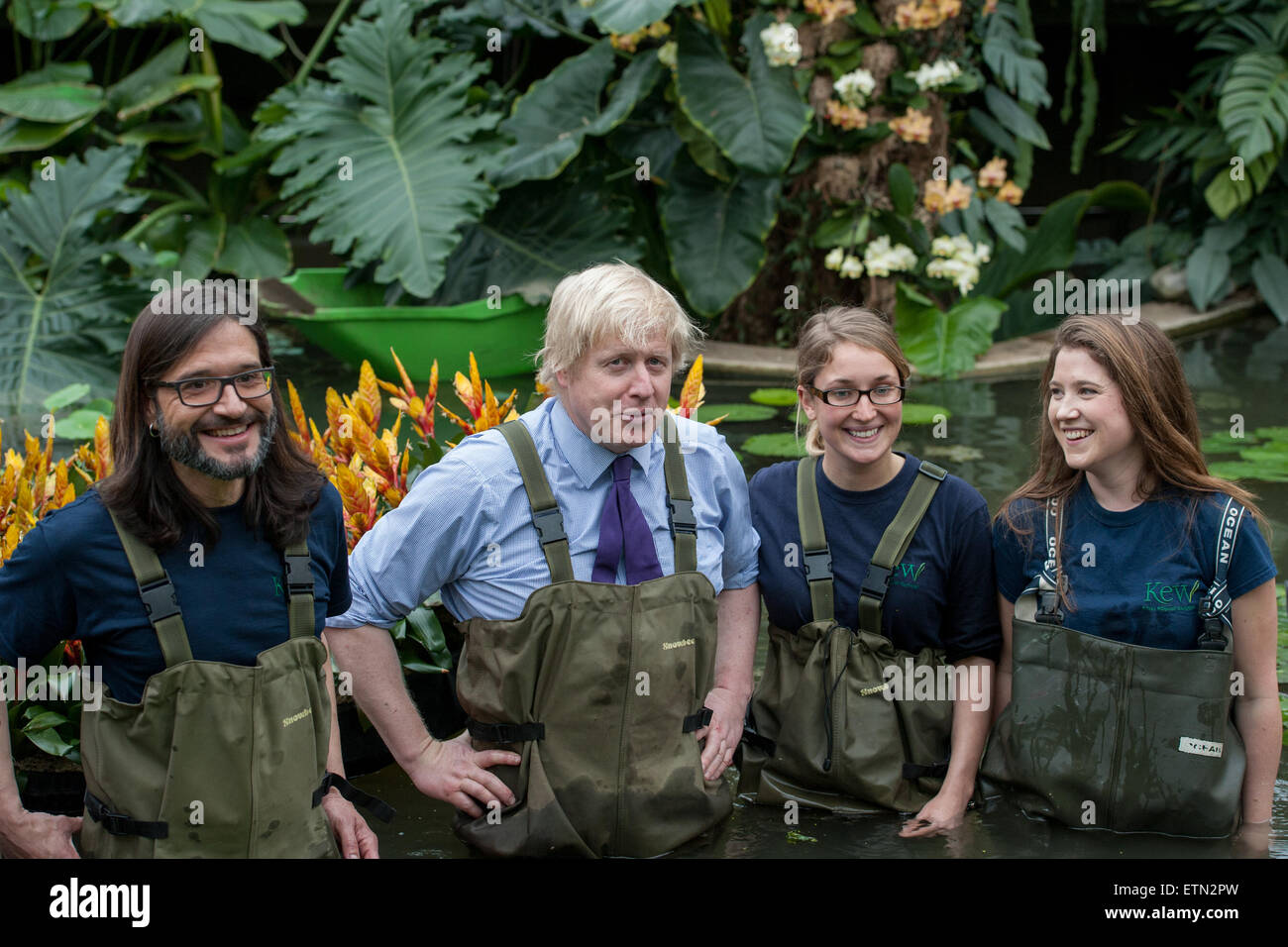 Boris Johnson, Mayor of London wears waders to plant Victoria Amazonica ...