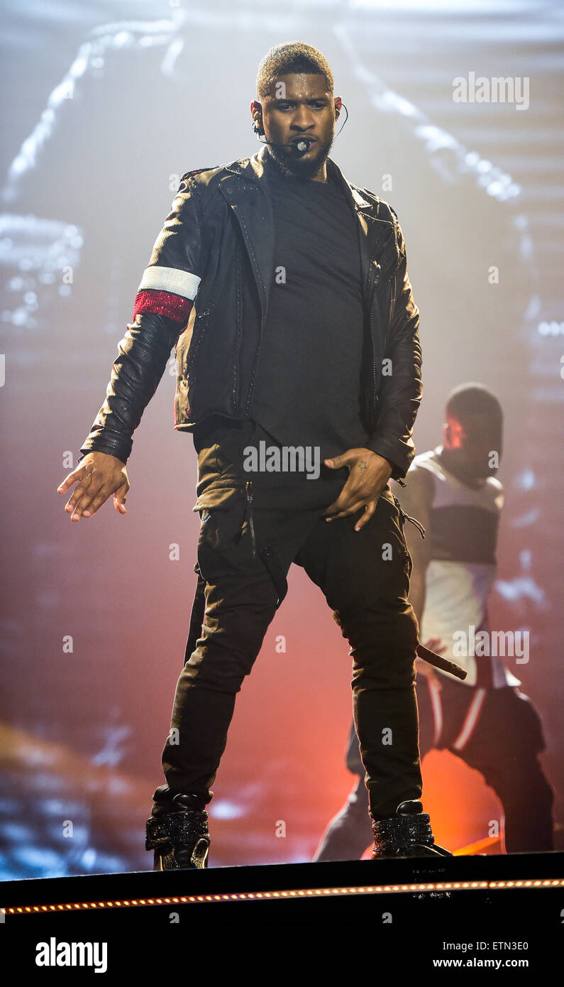 Usher performing live in concert as he opens his UK tour in Nottingham ...