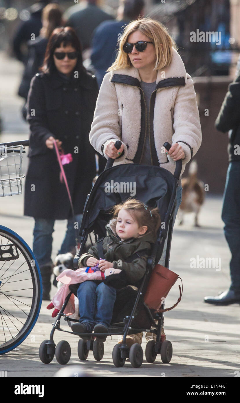 Sienna Miller takes her daughter Marlowe to a playground in the West ...