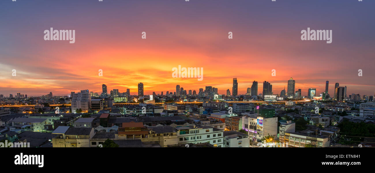 Bangkok skyline at sunset, Thailand Stock Photo - Alamy