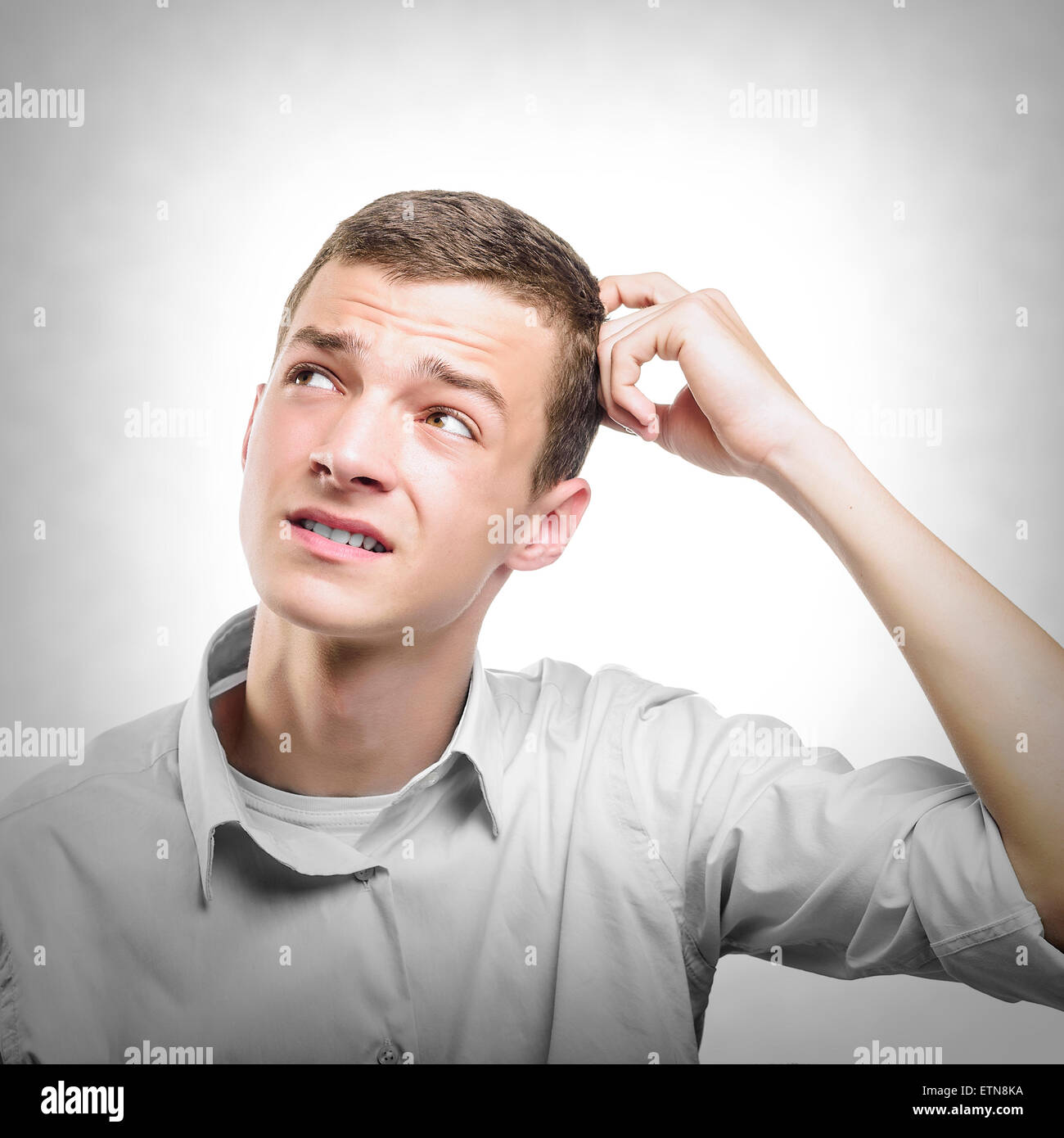 Young thoughtful man Stock Photo - Alamy Young thoughtful man Stock Photo - Alamy
