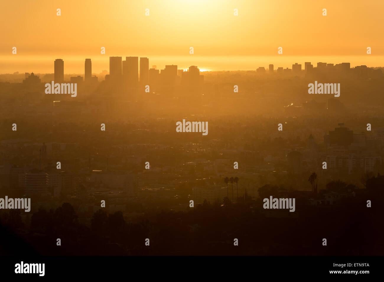 Los angeles skyline at sunset hi-res stock photography and images - Alamy