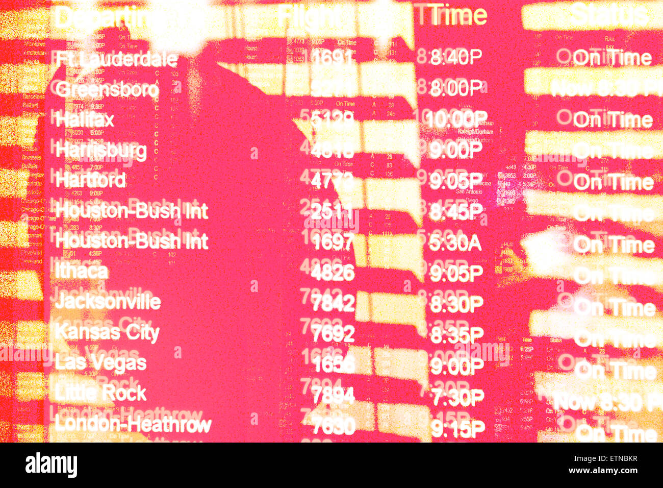 Destination board information at airport, overlaid onto globe Stock ...