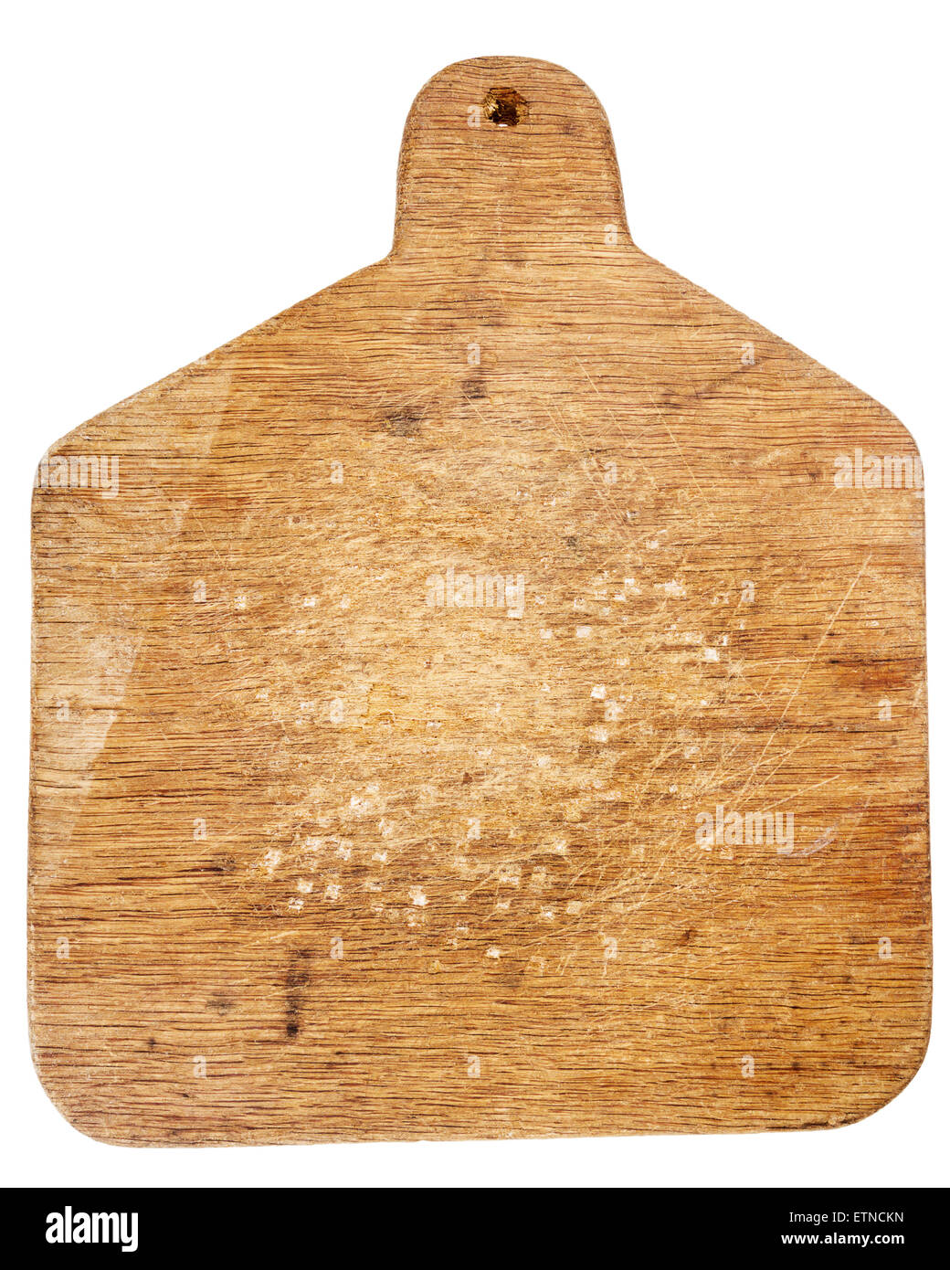 Used wooden chopping board isolated on white background Stock Photo - Alamy