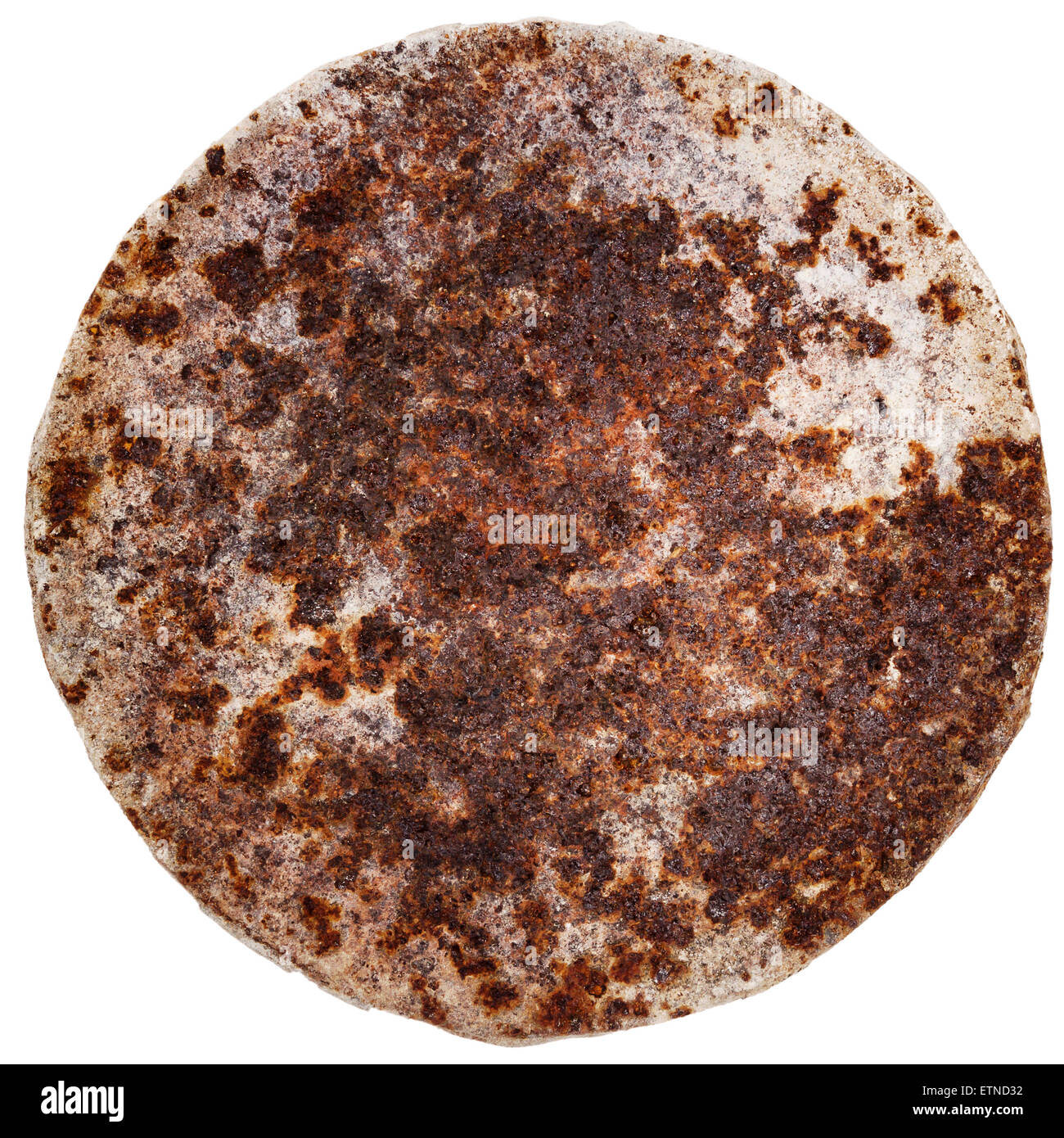 Rusty round metal plate isolated on white Stock Photo - Alamy