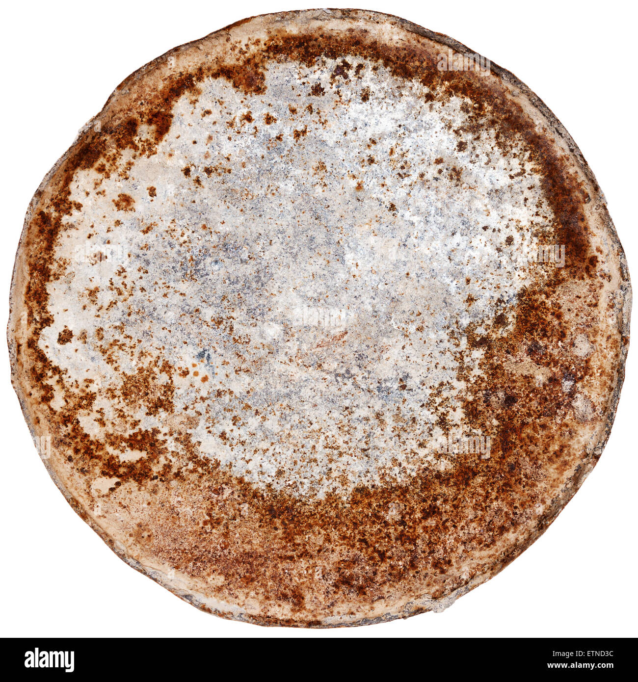 Rusty round metal plate isolated on white Stock Photo - Alamy