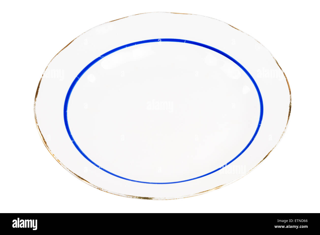 White plate with blue line cutout on white background Stock Photo - Alamy