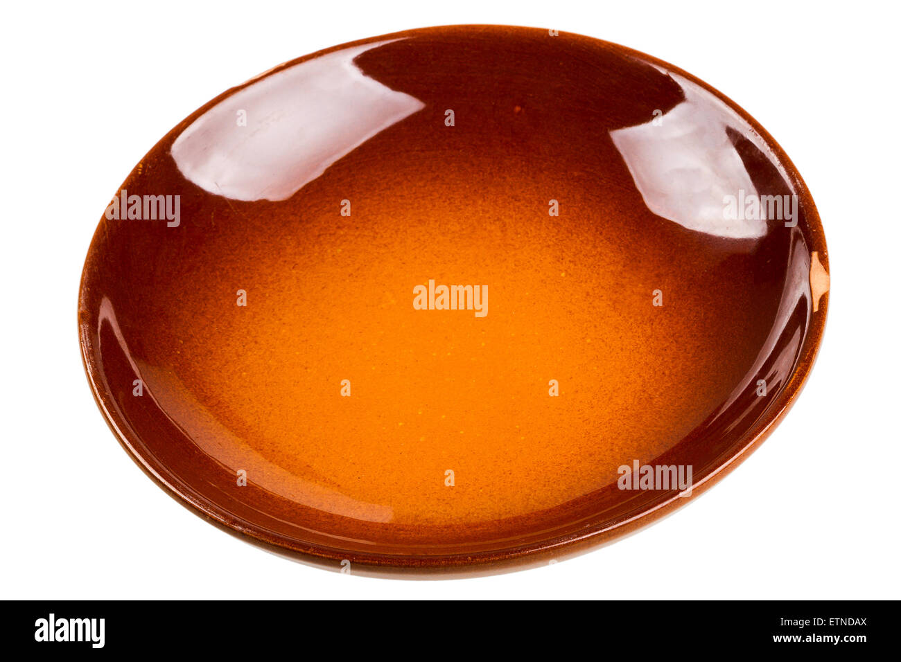 Brown plate isolated on white background Stock Photo - Alamy