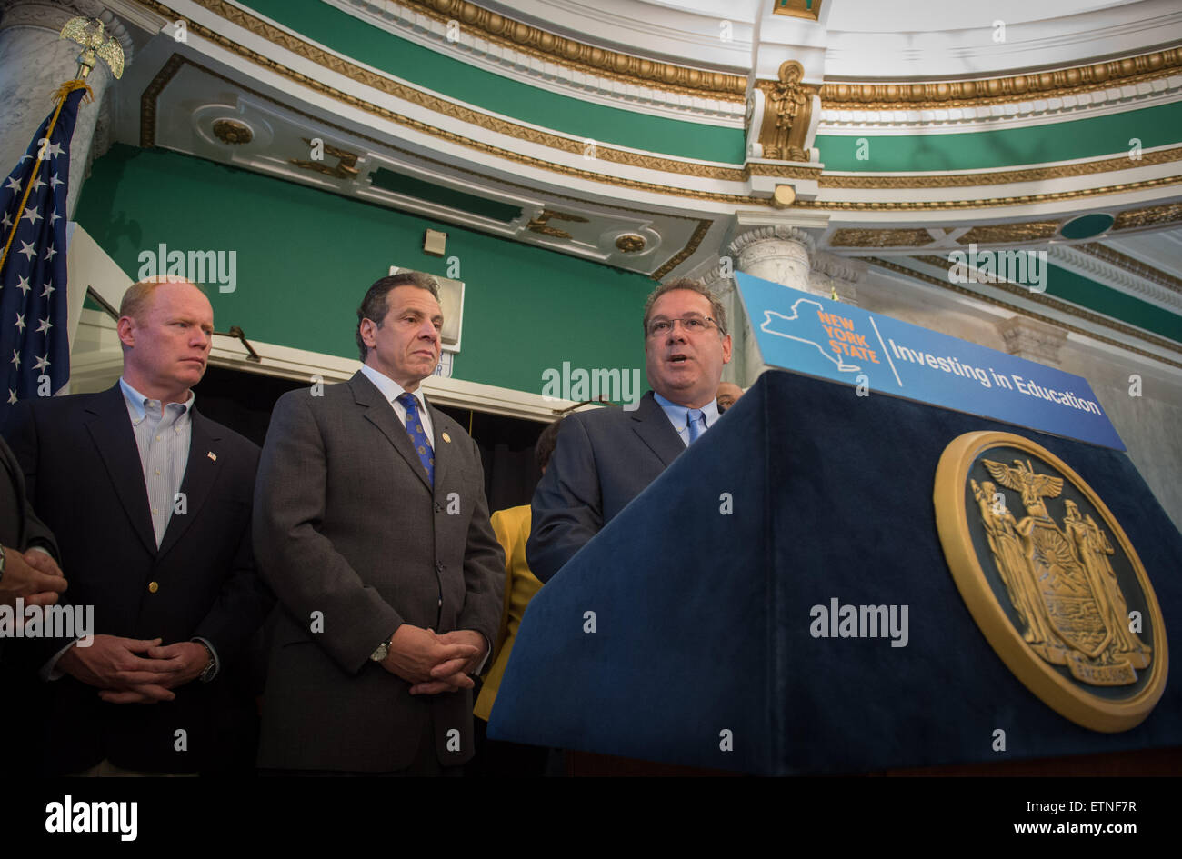 Yonkers, NY, USA. 14th June, 2015. Yonkers Mayor MIKE SPANO speaks as ...