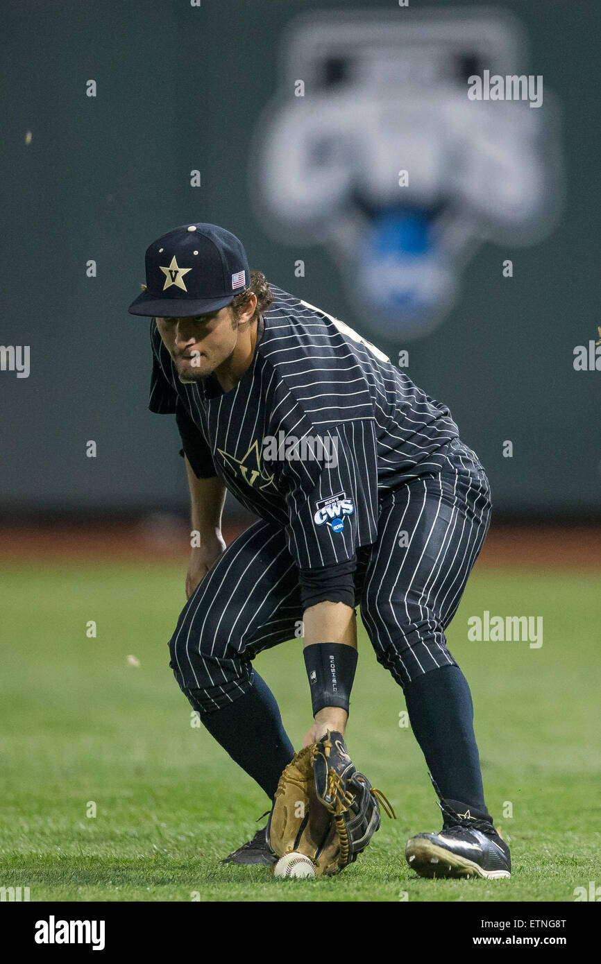 June 14, 2015: Vanderbilt outfielder Rhett Wiseman #8 in action during ...
