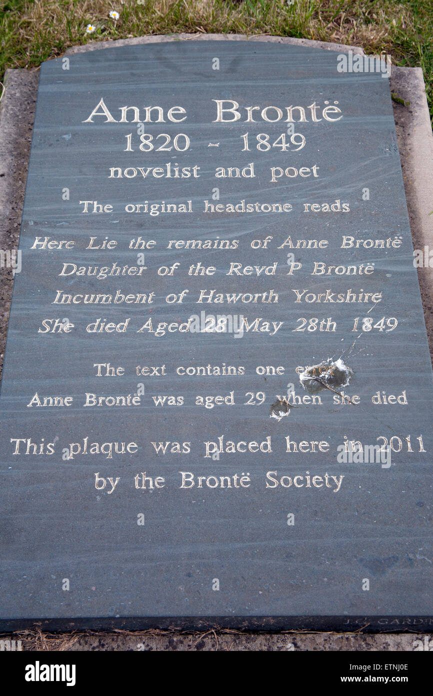 Author Anne Bronte's grave St Mary's Churchyard Scarborough, North ...