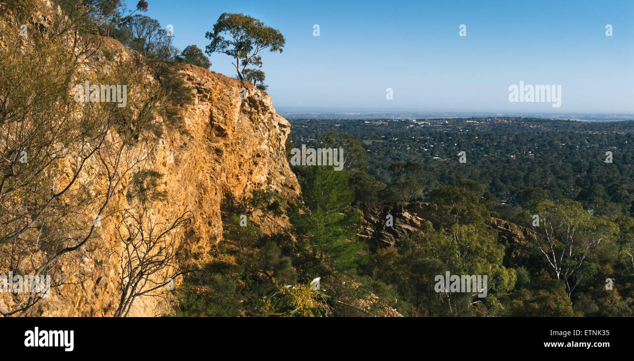 View over the city from the Adelaide hills. Adelaide, South Australia ...