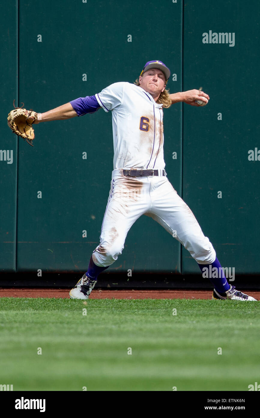 June 14, 2015: LSU outfielder Andrew Stevenson #6 in action during game ...