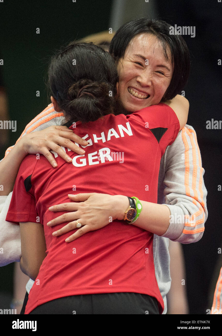 Germany's player Ying Han and coach Jie Schoepp celebrate after ...
