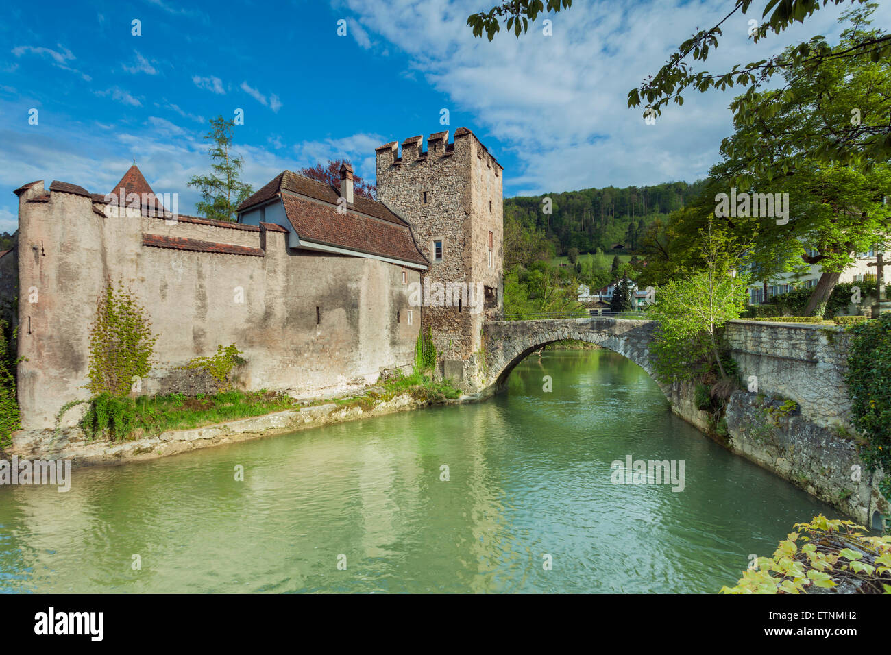Spring morning at Zwingen castle, canton Basel-Country, Switzerland ...