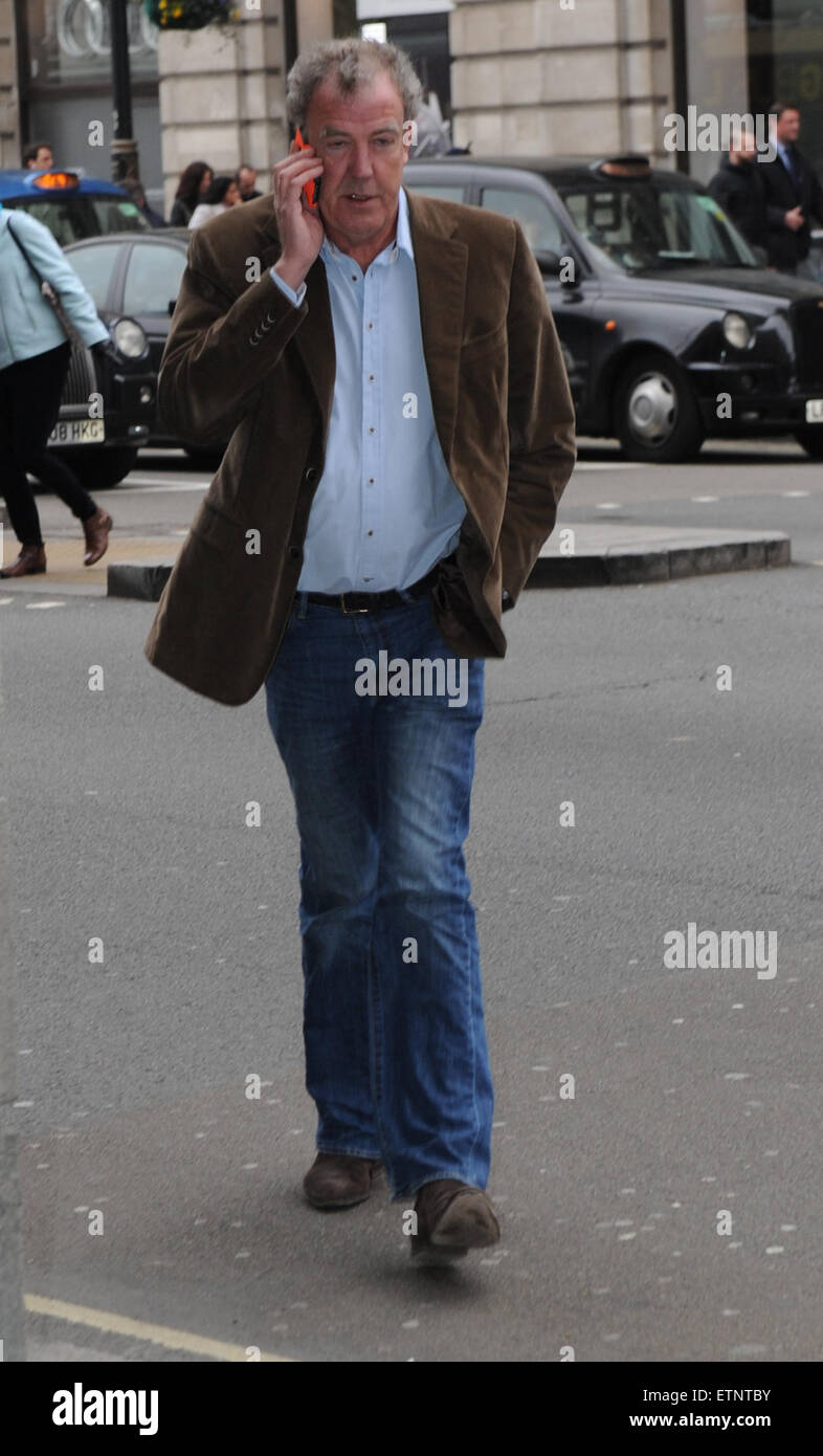 Jeremy Clarkson chats on his mobile phone while out and about in London ...