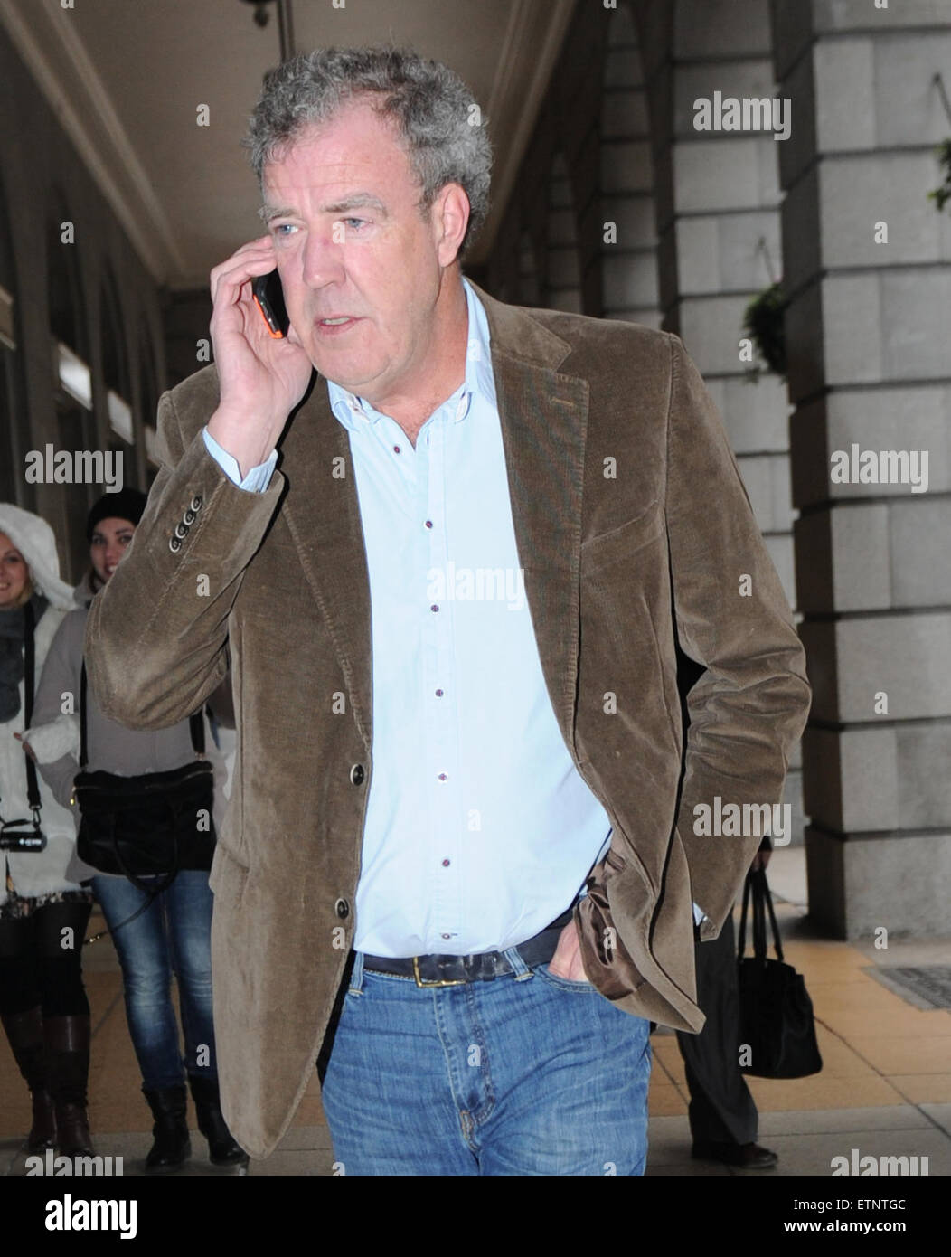 Jeremy Clarkson chats on his mobile phone while out and about in London ...