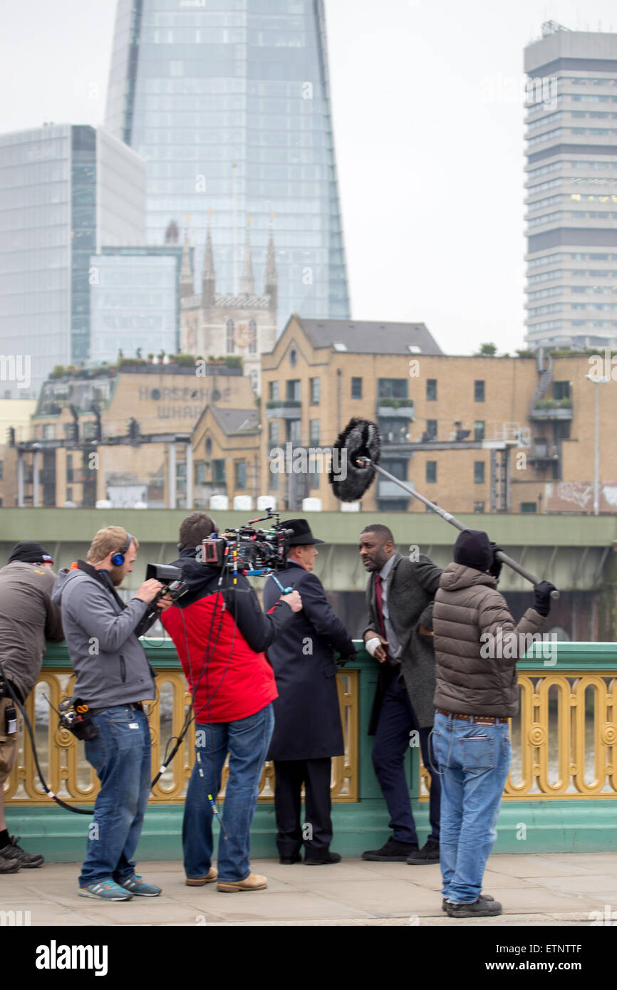 Idris Elba is seen with a hand injury whilst filming 'Luther' on ...