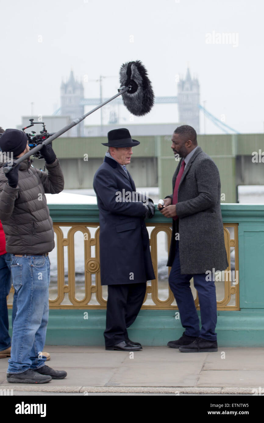 Idris Elba is seen with a hand injury whilst filming 'Luther' on ...