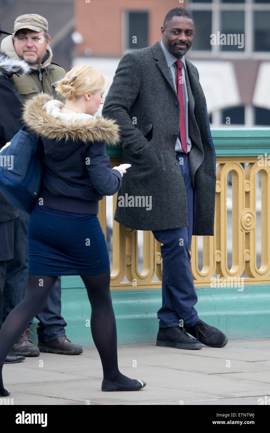 Idris Elba is seen with a hand injury whilst filming 'Luther' on ...