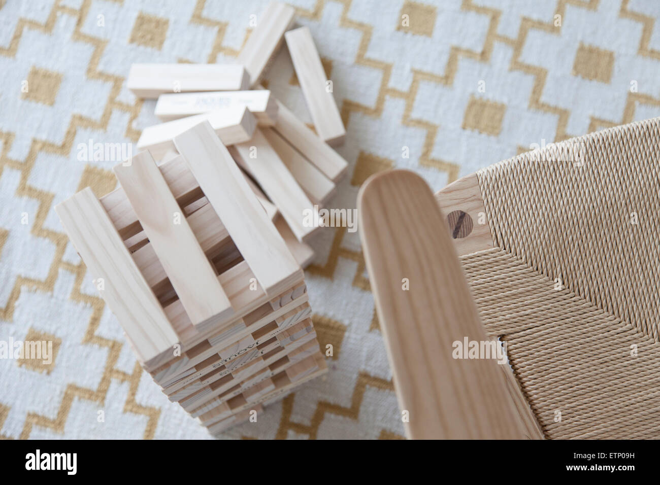 Wooden chair and blocks Stock Photo - Alamy