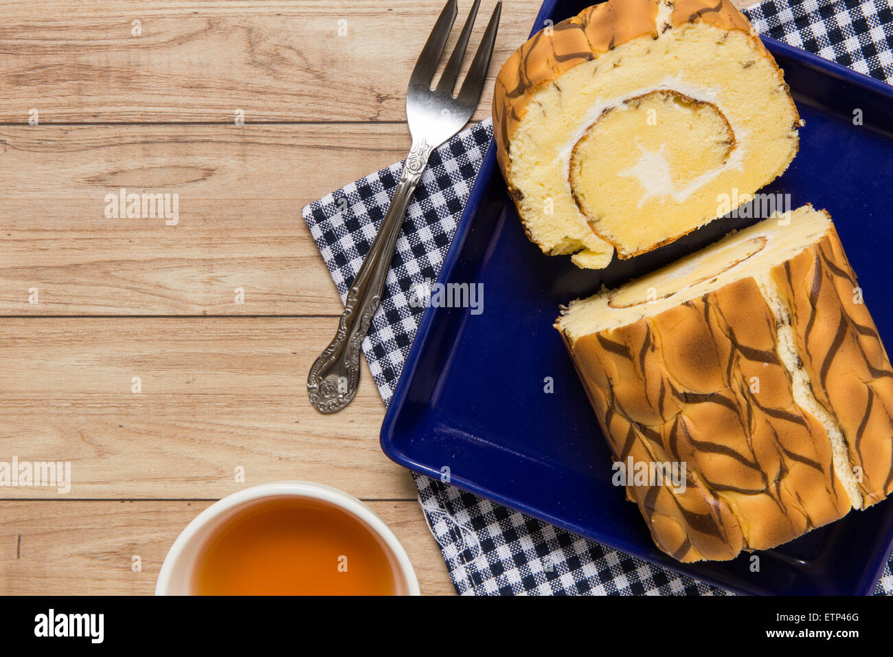 Vanilla Marble Roll Cake Stock Photo - Alamy