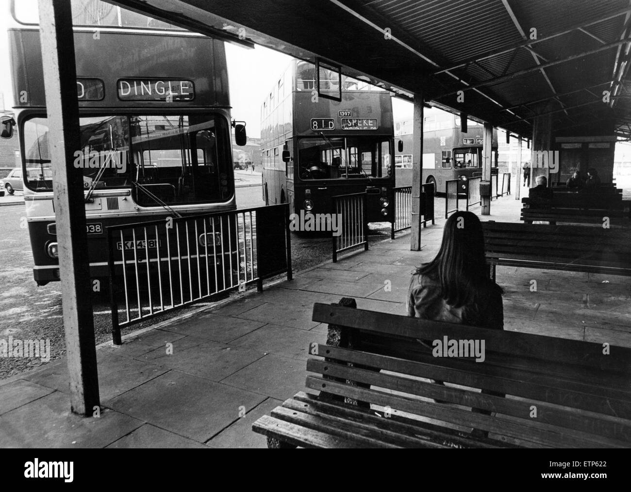 New Strand bus depot, Bootle. 30th September 1976 Stock Photo - Alamy