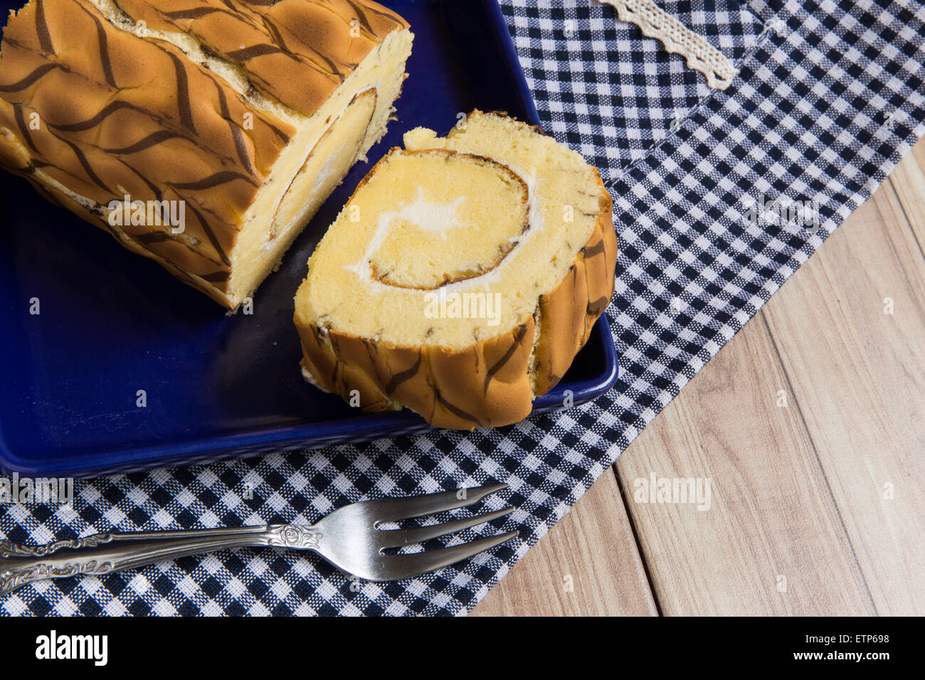 Vanilla Marble Roll Cake Stock Photo - Alamy