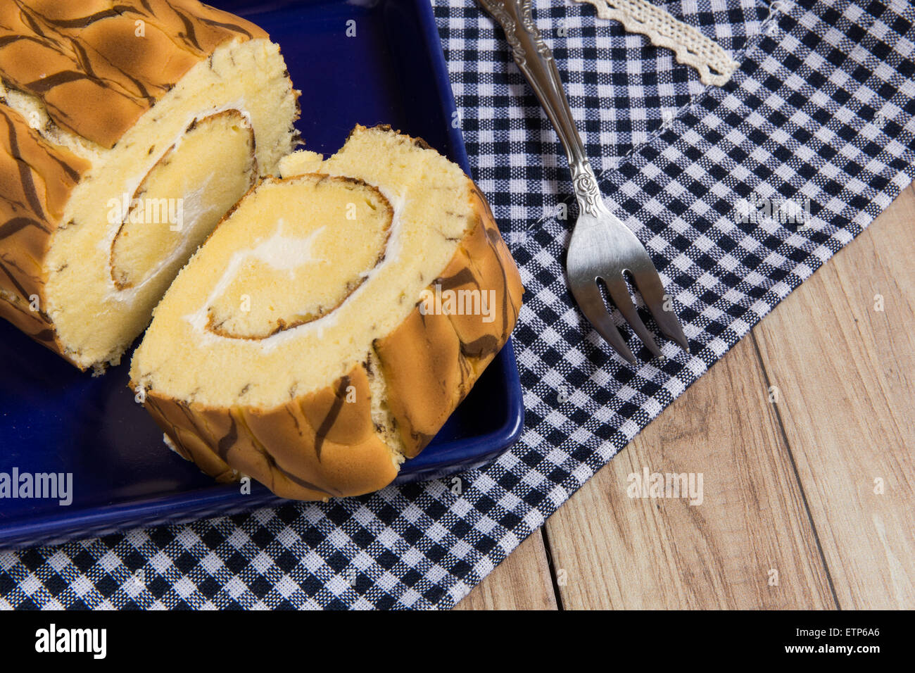 Vanilla Marble Roll Cake Stock Photo - Alamy