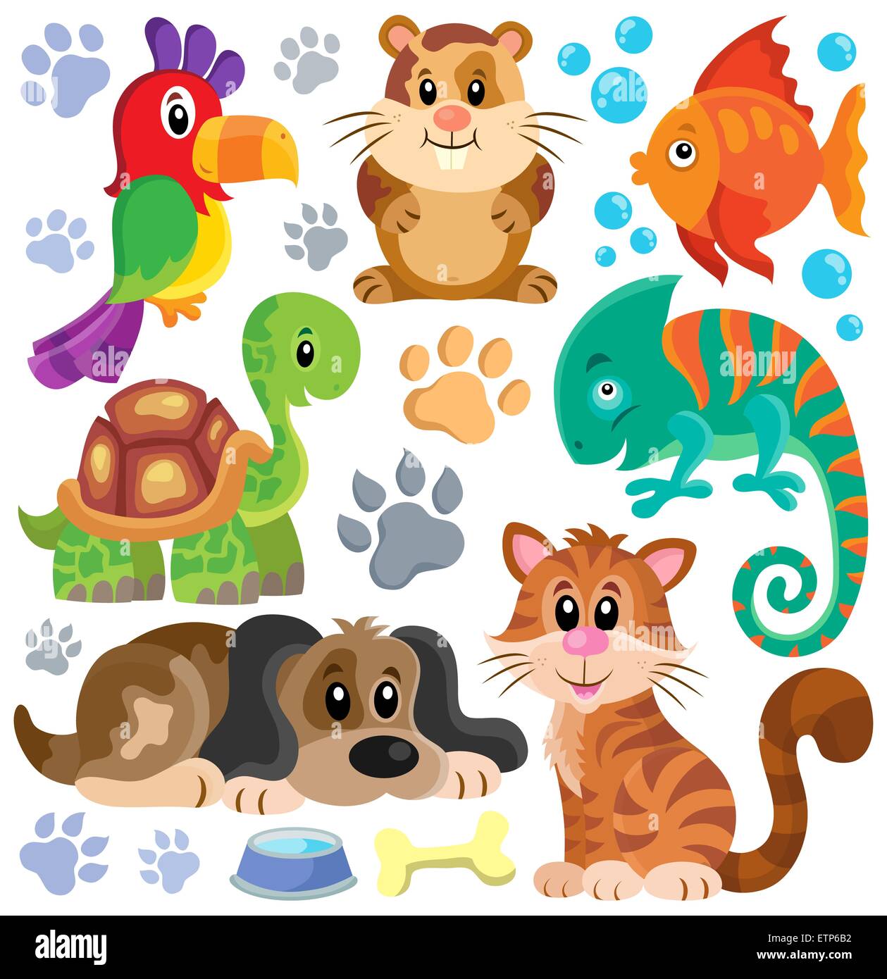 Pets theme collection 1 - picture illustration Stock Photo - Alamy