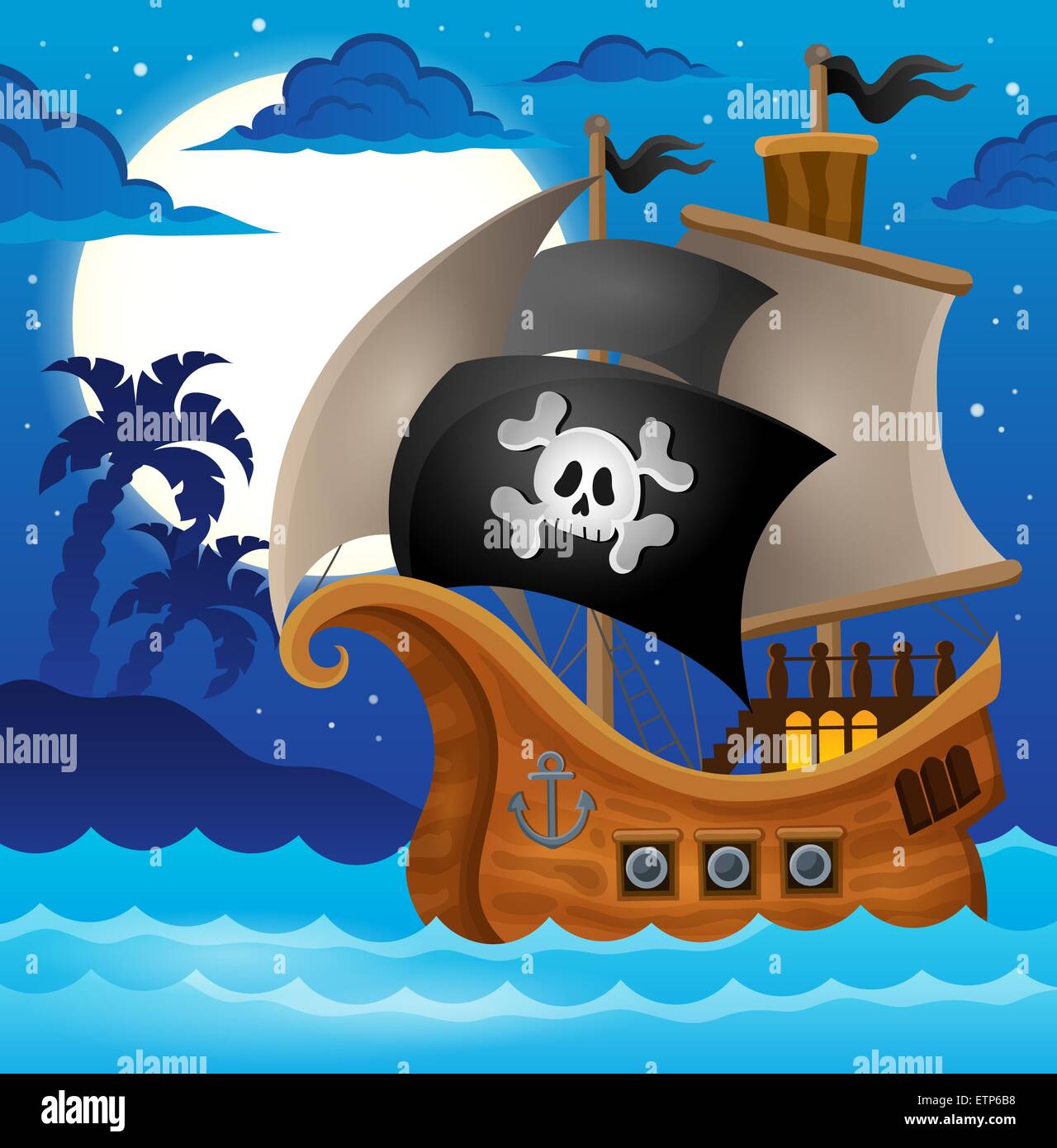 Pirate ship topic image 2 - picture illustration Stock Photo - Alamy