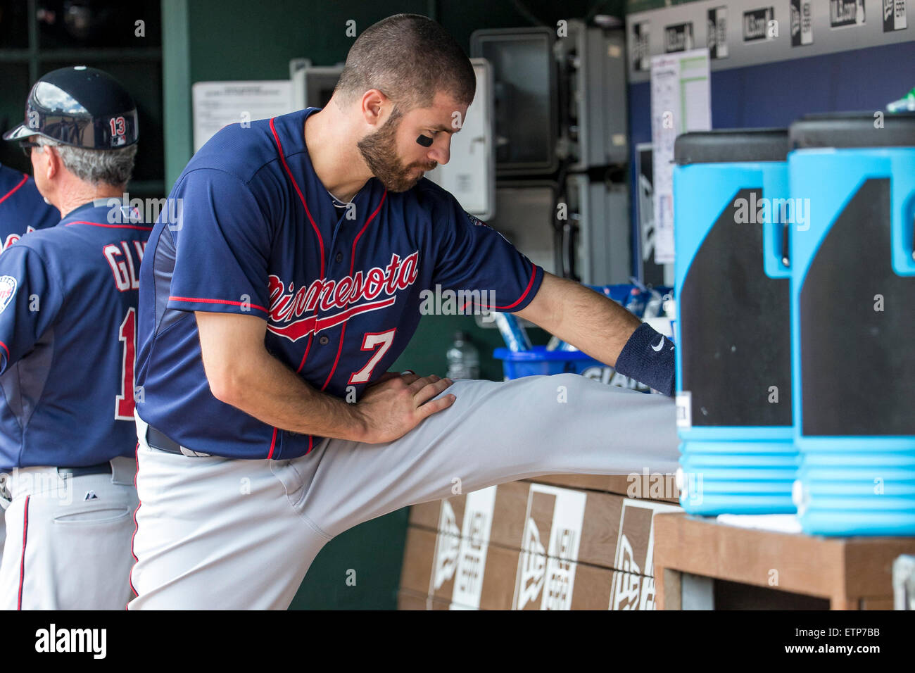 Arlington, TX, USA. 13th June, 2015. Minnesota Twins first baseman Joe ...