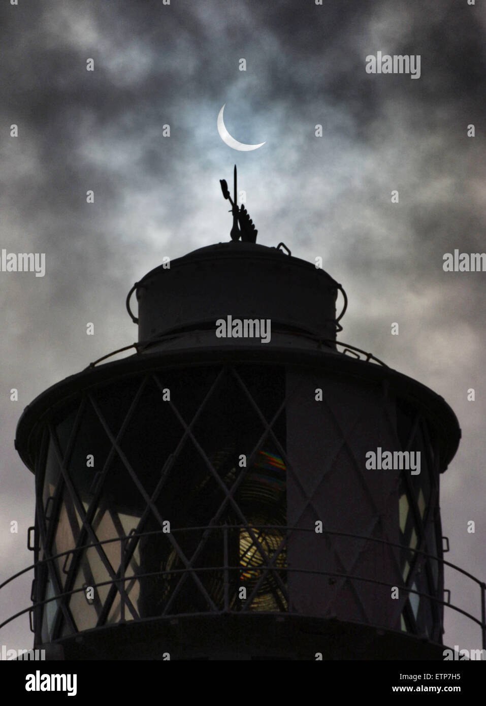 The solar eclipse viewed above Flamborough Head Lighthouse on the ...