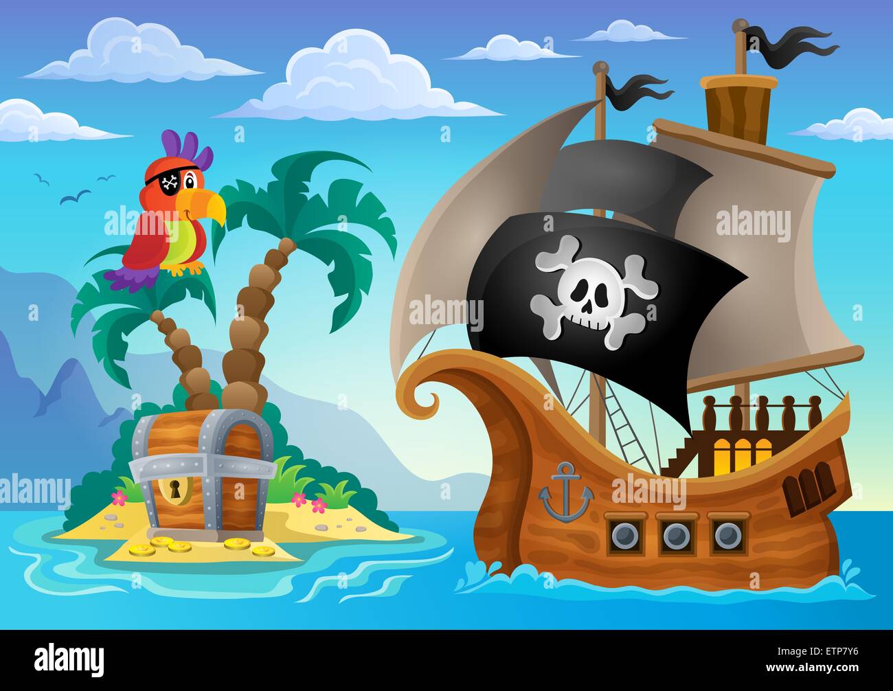 Small pirate island theme 2 - picture illustration Stock Photo - Alamy