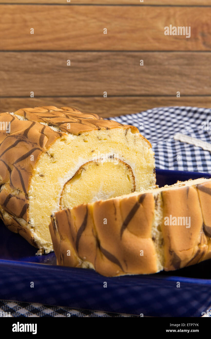 Vanilla Marble Roll Cake Stock Photo - Alamy