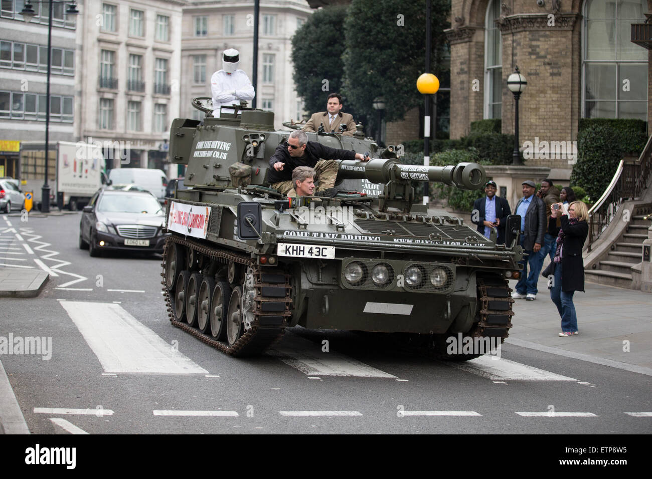 BBC Top Gear's, 'The Stig', drives to BBC Broadcasting House, Portland ...